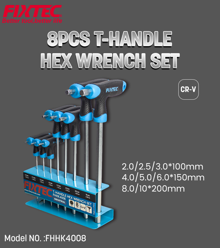 FIXTEC 8pcs T-handle Hex Wrench Set