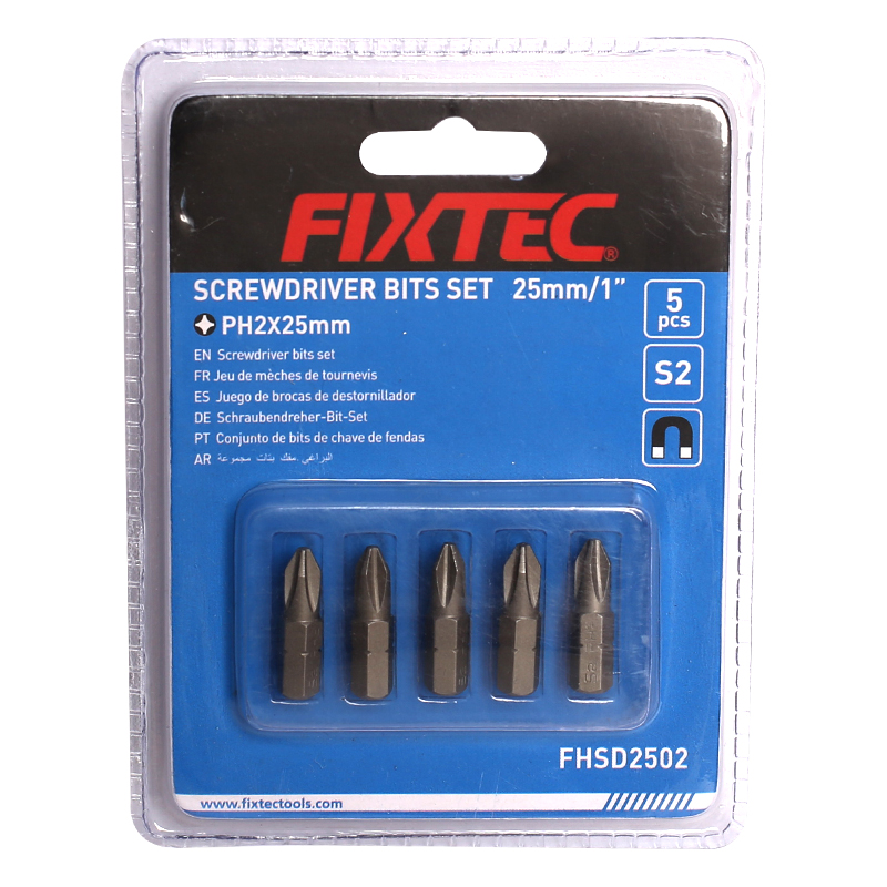 FIXTEC 25mm 5PCS PH2 Bit Set
