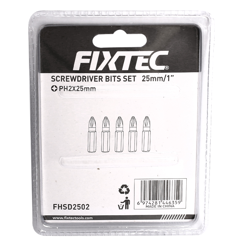 FIXTEC 25mm 5PCS PH2 Bit Set